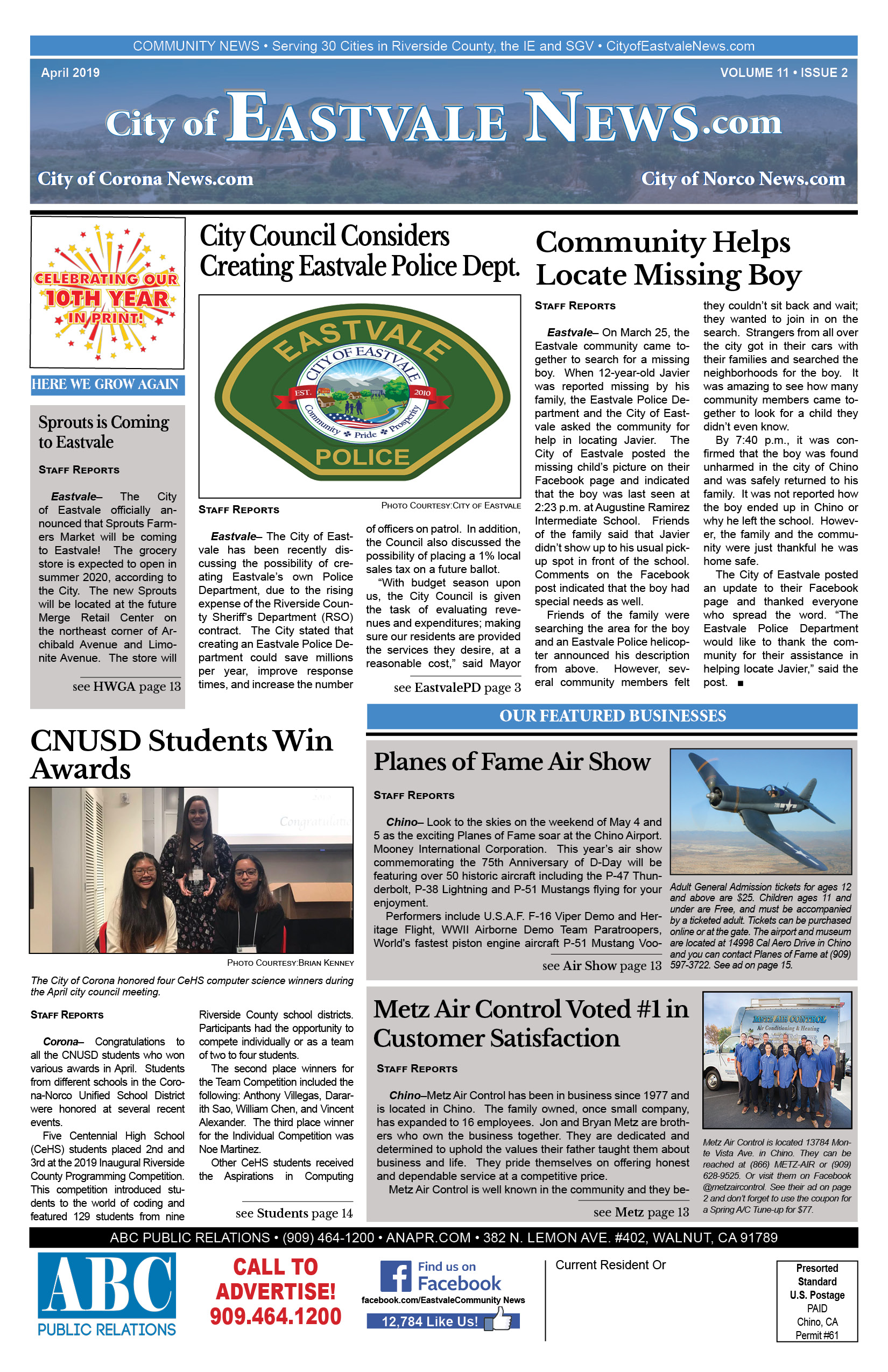 City of Eastvale Complete Edition, April 2019 | ABC PR -Community News ...