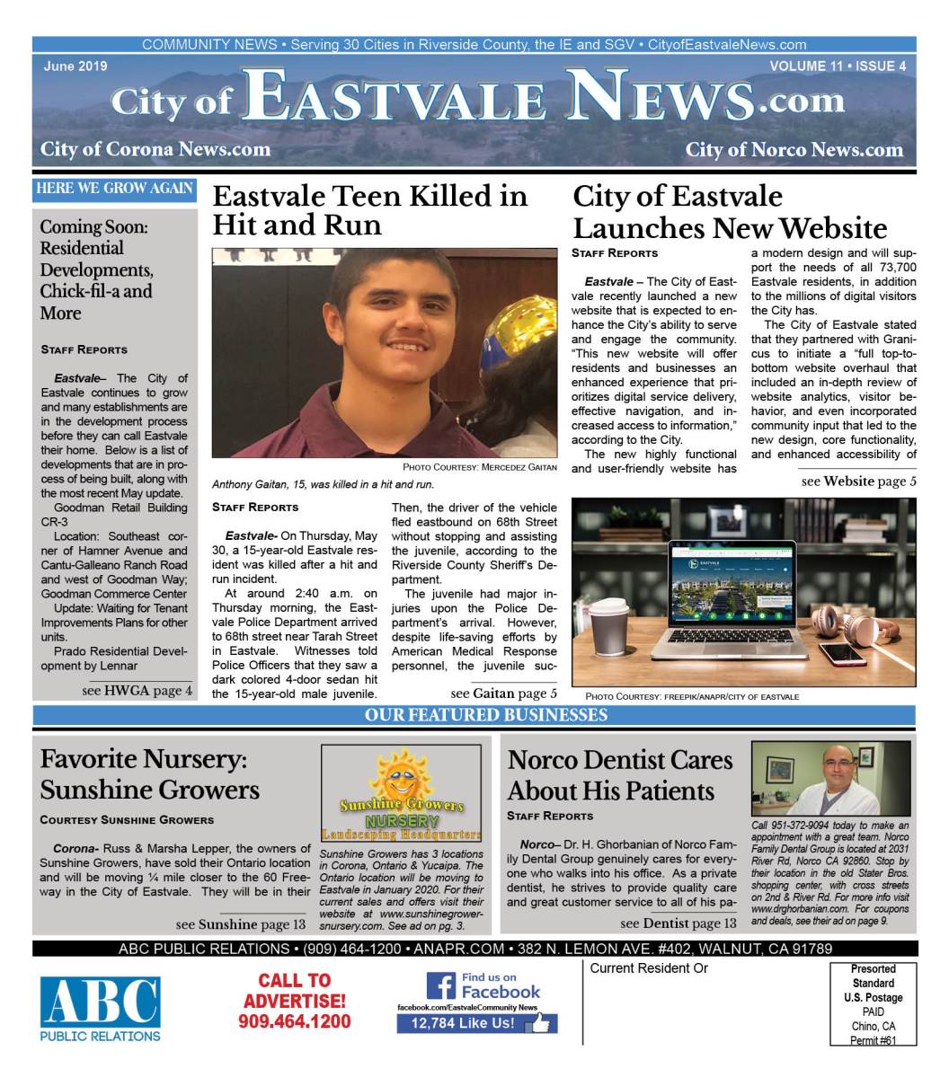 The City of Eastvale News Complete Edition: June 2019 | ABC PR ...