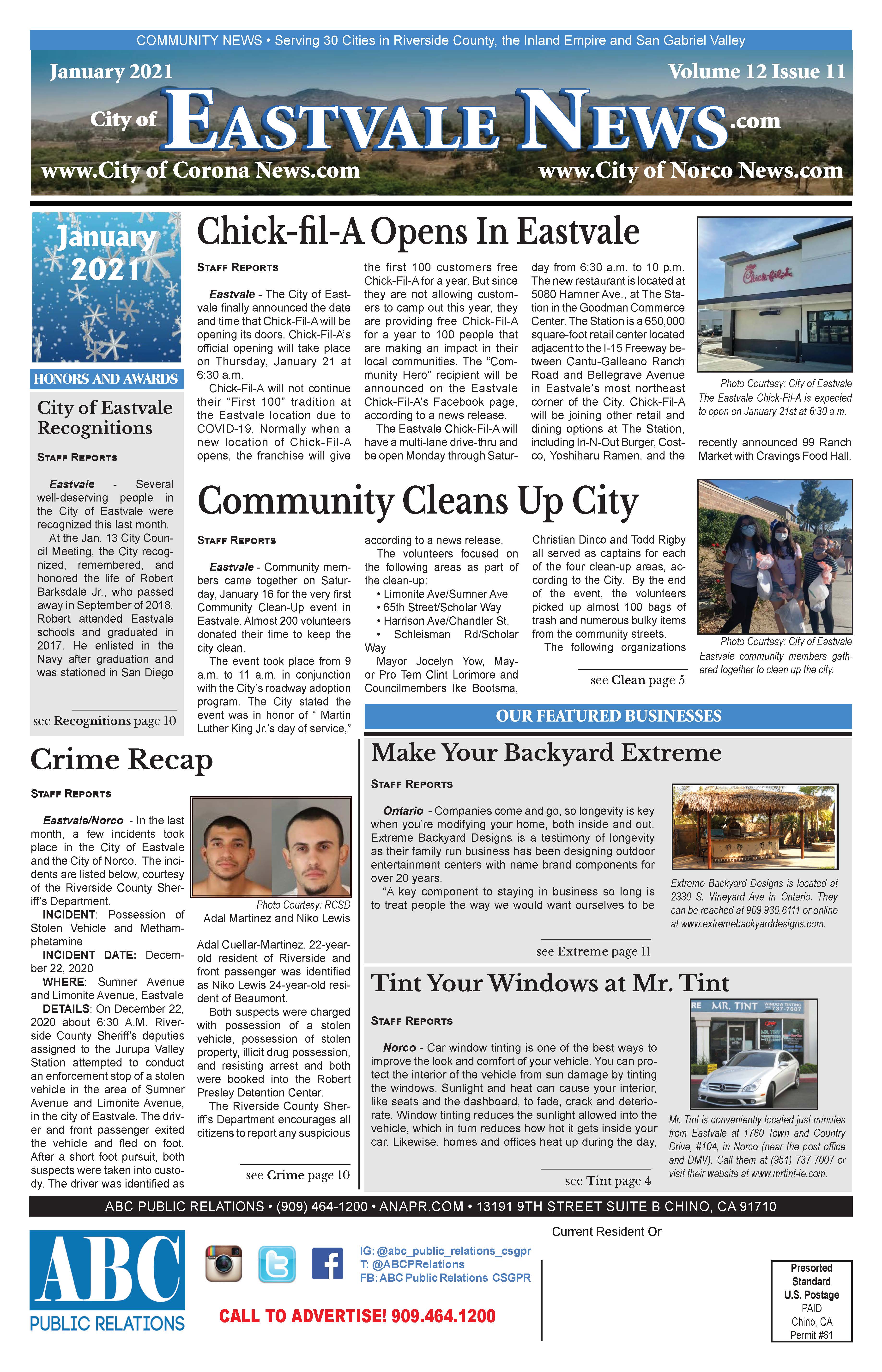 City of Eastvale News Complete Print Edition – January 2021 | ABC PR ...