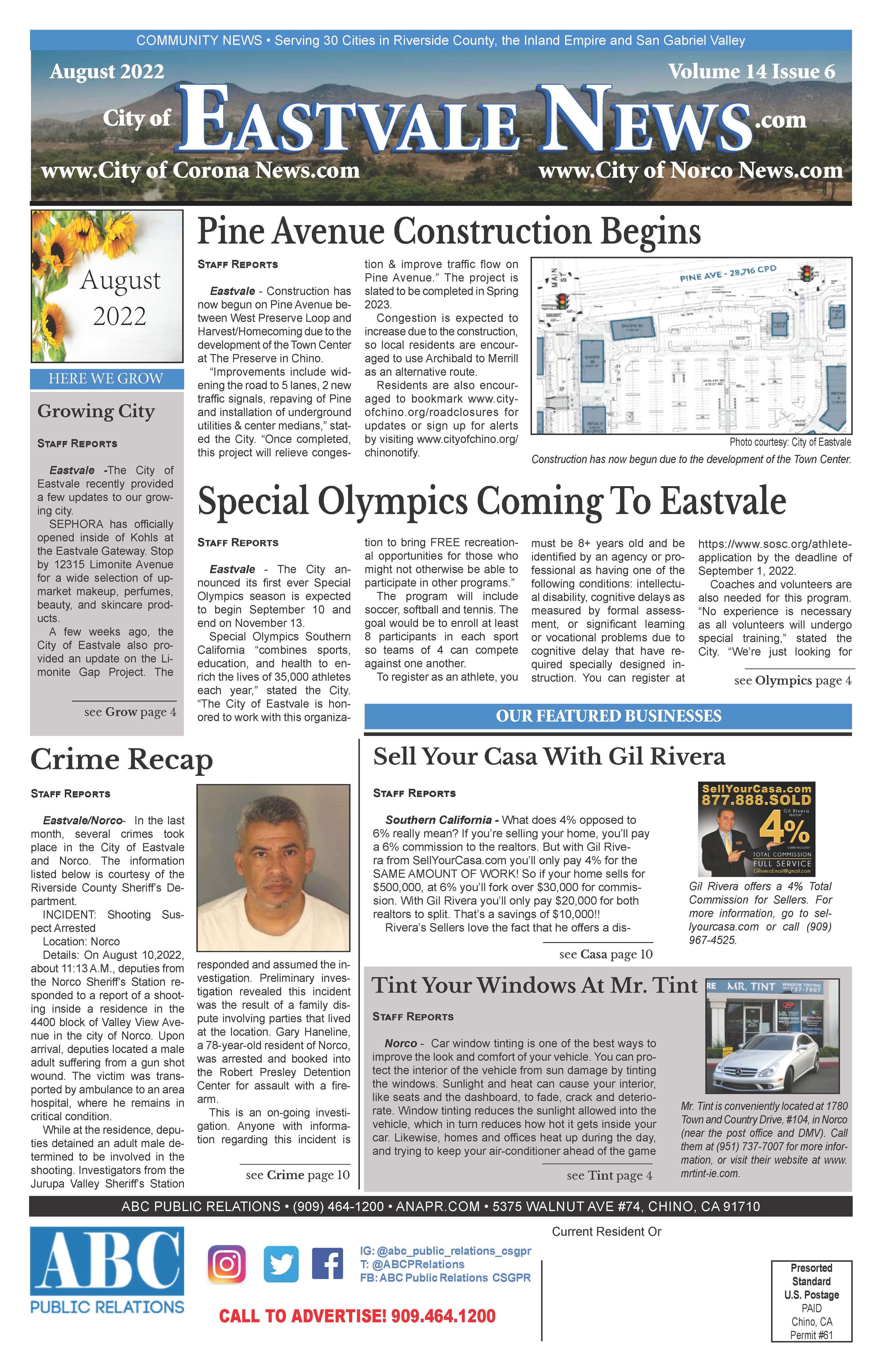 City of Eastvale News Complete Print Edition – August 2022 | ABC PR ...