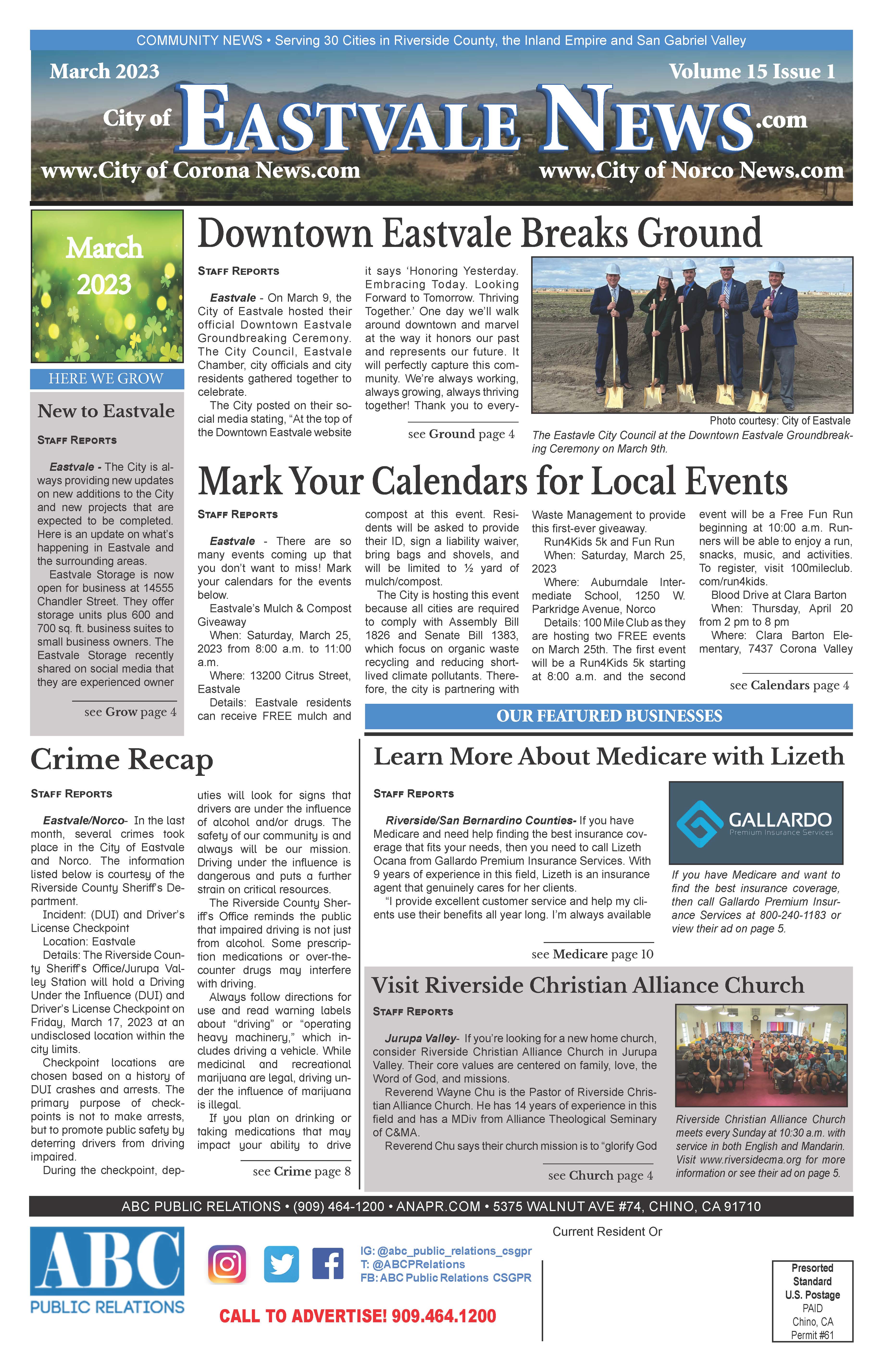 City of Eastvale News Complete Print Edition – March 2023 | ABC PR ...